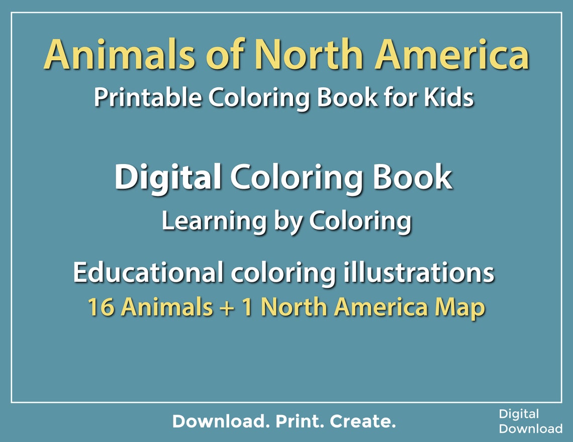 Printable Coloring Book - Animals of North America, 16 Pages ...