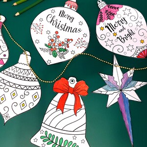 Christmas Themed 12 Printable Coloring Decorations - Activity for Kids ...