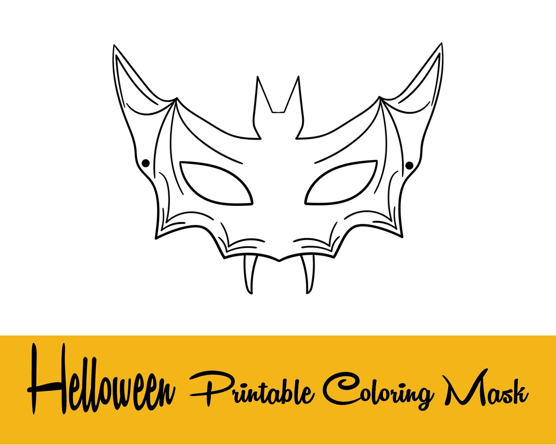 Halloween Printable Coloring Mask for Kids Bat Animal | Etsy
