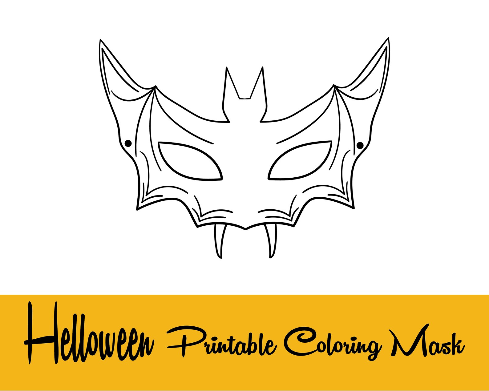 Halloween Printable Coloring Mask for Kids Bat Animal | Etsy
