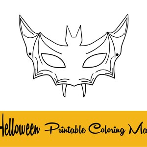 Halloween Printable Coloring Mask for Kids Bat Animal | Etsy