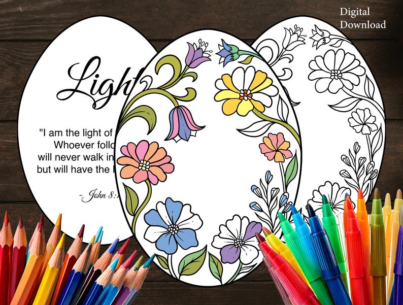 Printable Easter Egg Coloring Decoration for Kids and Adults- Faith ...