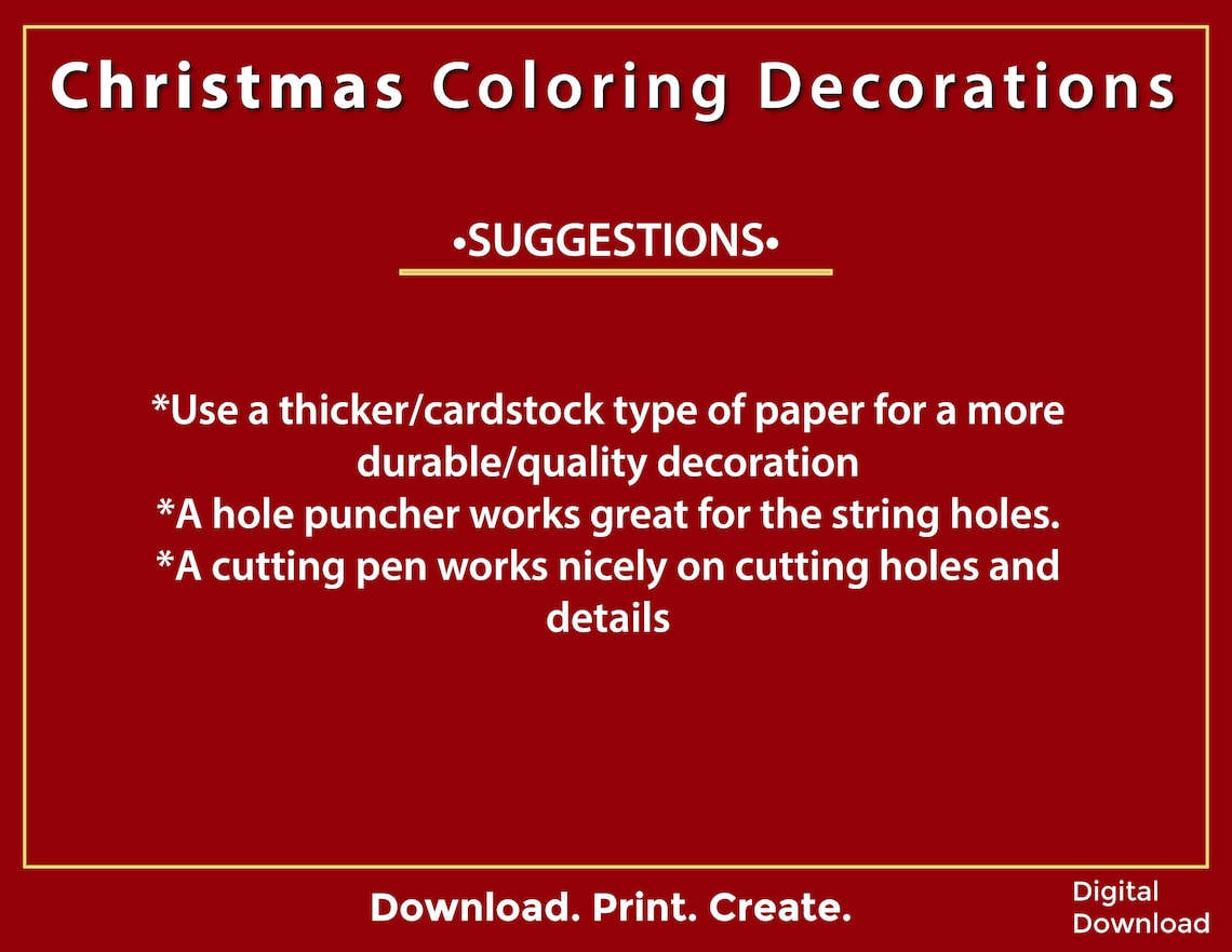 Christmas Themed 12 Printable Coloring Decorations - Activity for Kids ...