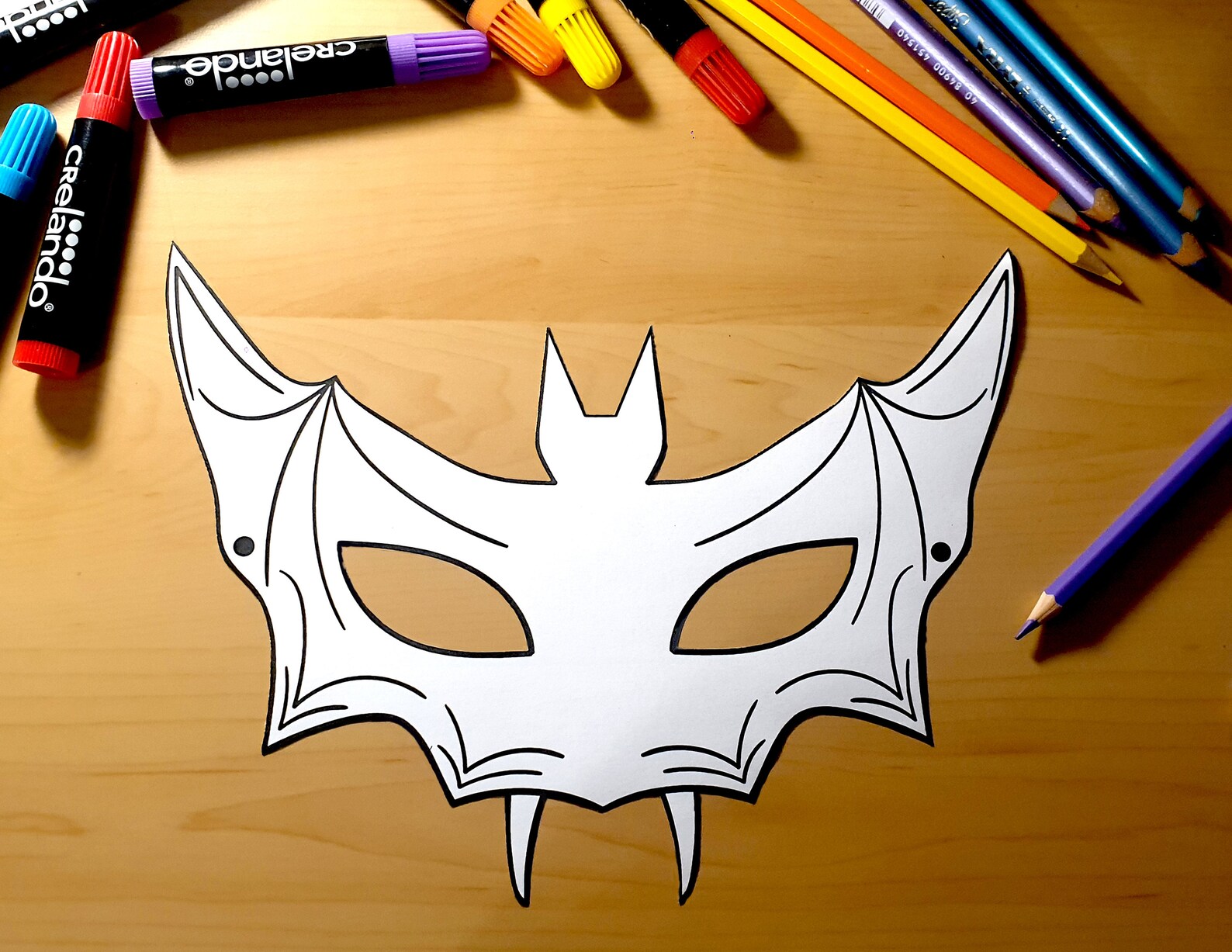 Halloween Printable Coloring Mask for Kids Bat Animal | Etsy