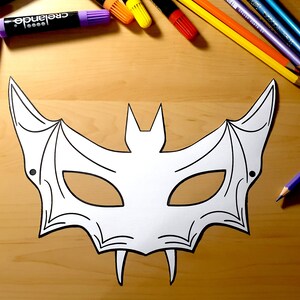 Halloween Printable Coloring Mask for Kids Bat Animal | Etsy