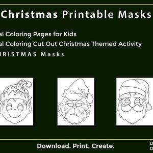 Christmas Printables - 6 Coloring Face Masks Cut Out - Santa, Rudolph ...