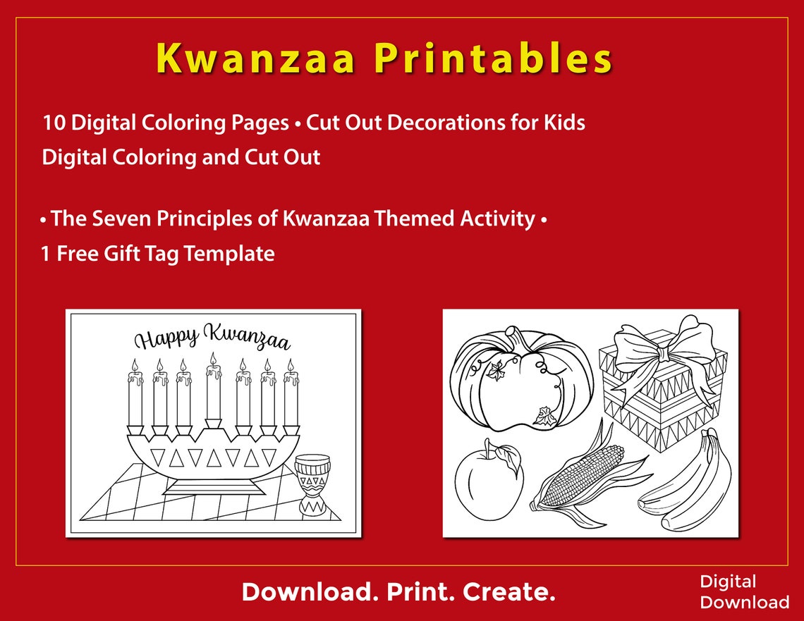 Kwanzaa Activity Printables 10 Digital Coloring Pages - Decorations for ...