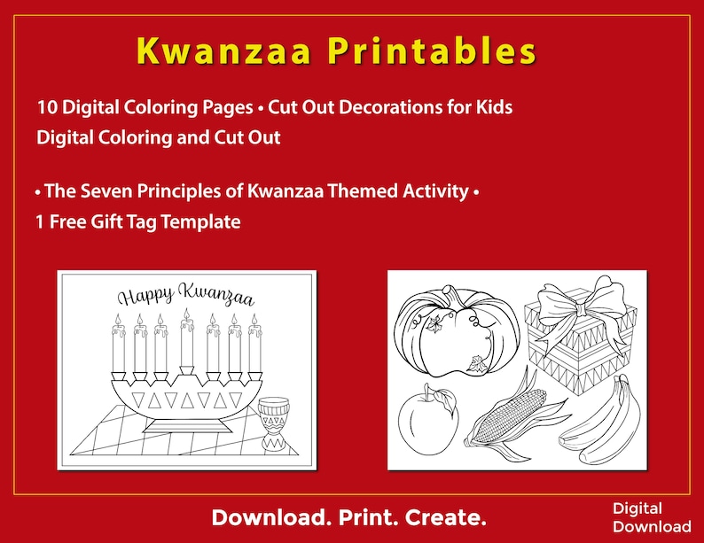 Kwanzaa Activity Printables 10 Digital Coloring Pages - Decorations for ...