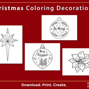 Christmas Themed 12 Printable Coloring Decorations - Activity for Kids ...