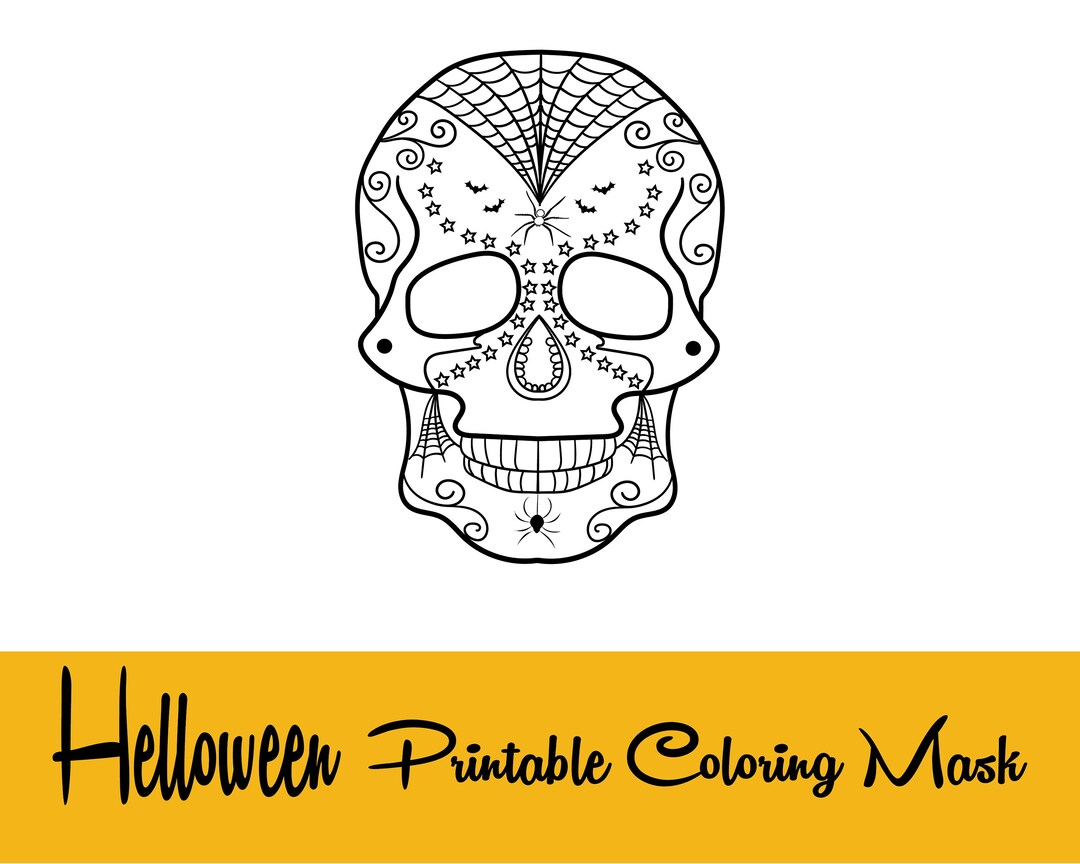 Halloween Printable Coloring Mask for Kids - Skull - Etsy