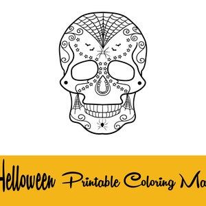 Halloween Printable Coloring Mask for Kids Skull - Etsy