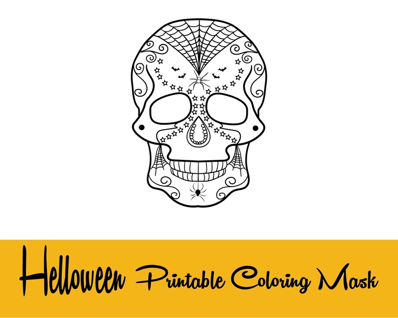 Halloween Printable Coloring Mask for Kids - Skull - Etsy