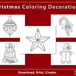 Christmas Themed 12 Printable Coloring Decorations - Activity for Kids ...