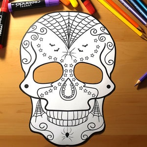 Halloween Printable Coloring Mask for Kids - Skull - Etsy