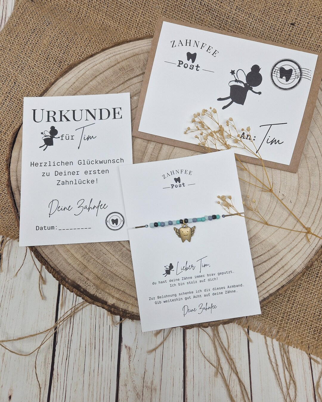 Pocketfold-Karte von der Zahnfee bestehend aus personalisiertem ...