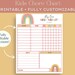 Boho Rainbow Editable Girls Reward Chart, Personalized Responsibility ...