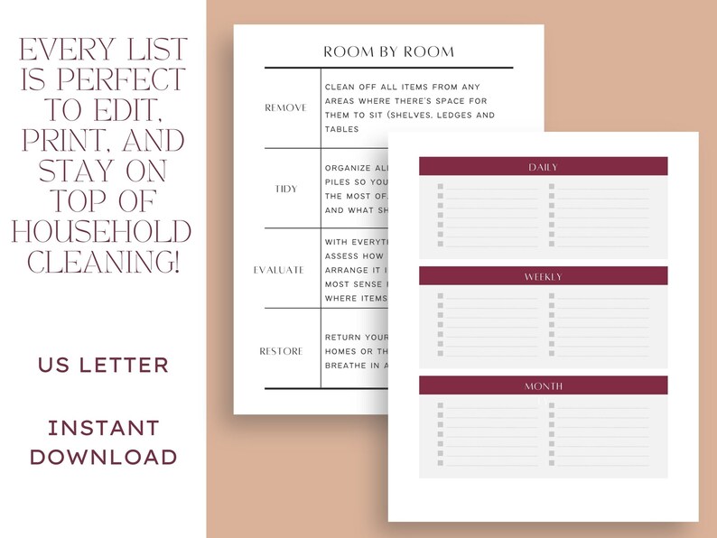 House Cleaning Printable Cleaning Calendar Home Management - Etsy