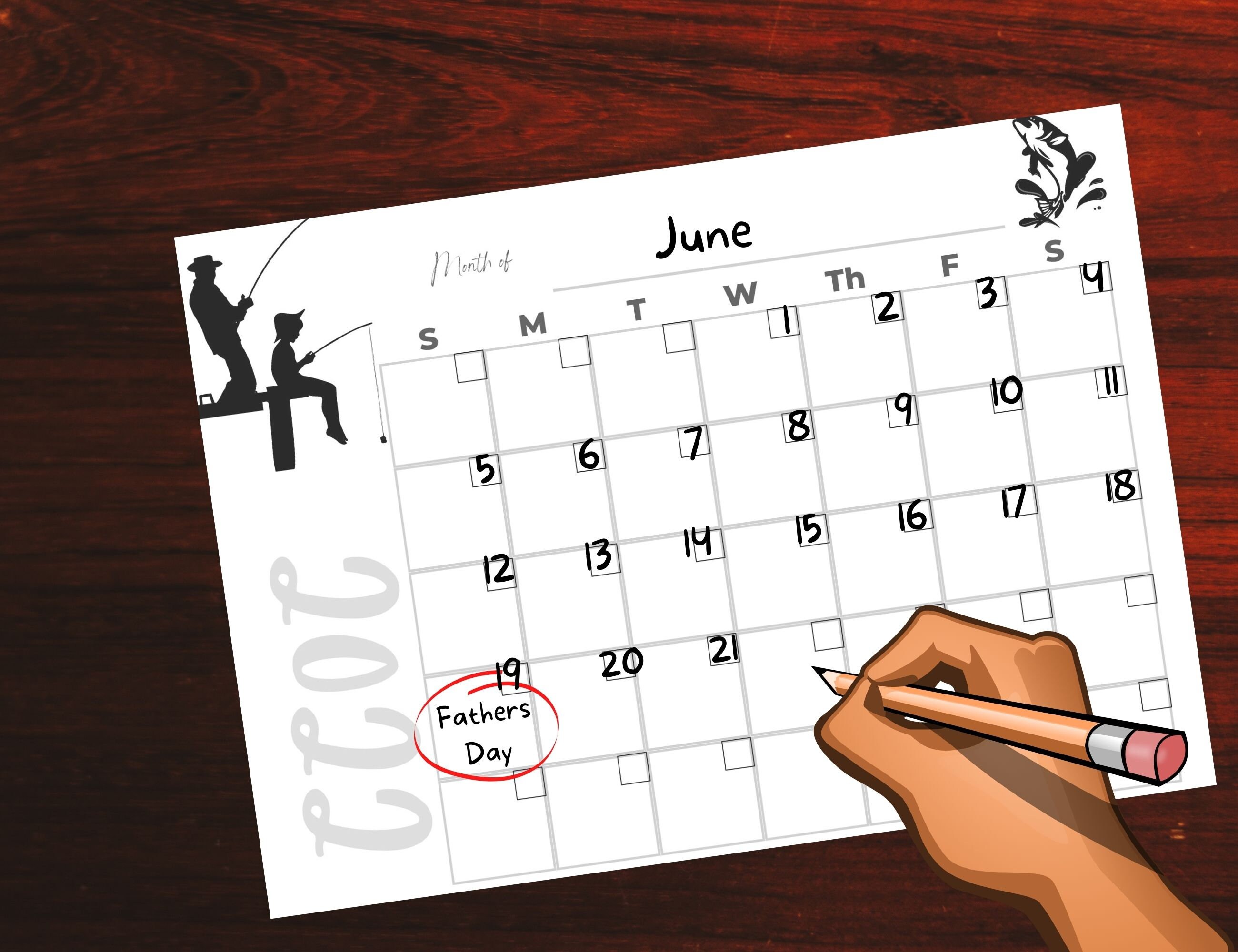 2022 Fishing Calendar Printable Digital Calendar Template Instant ...