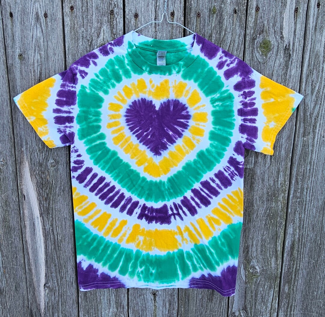 Heart Tie Dye - I Want to Be Loved Bayou - Purple, Green, Gold - Mardi ...