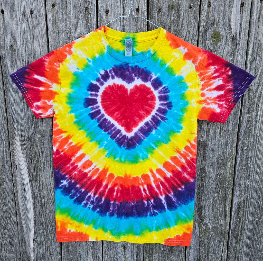 Rainbow Heart Tie Dye Tee Shirt - Etsy