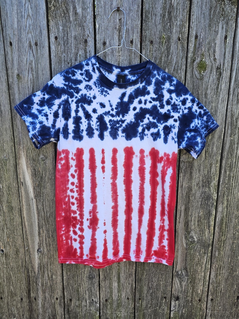 Amerian Flag Tie Dye Tee Shirt, Red/white/blue, USA - Liberty - Etsy