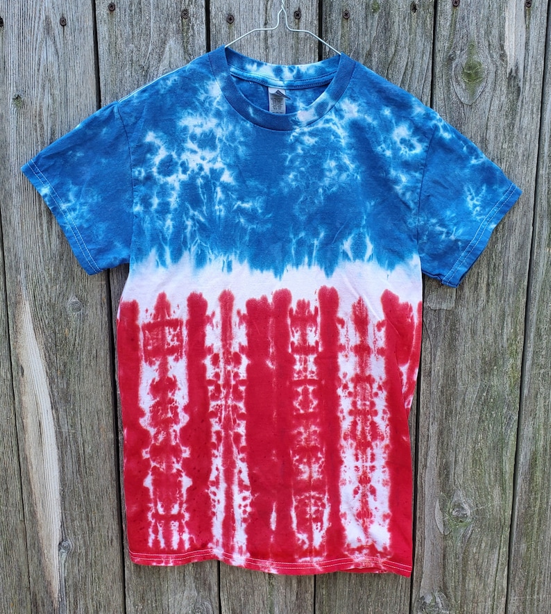 Amerian Flag Tie Dye Tee Shirt, Red/white/blue, USA - Liberty - Etsy