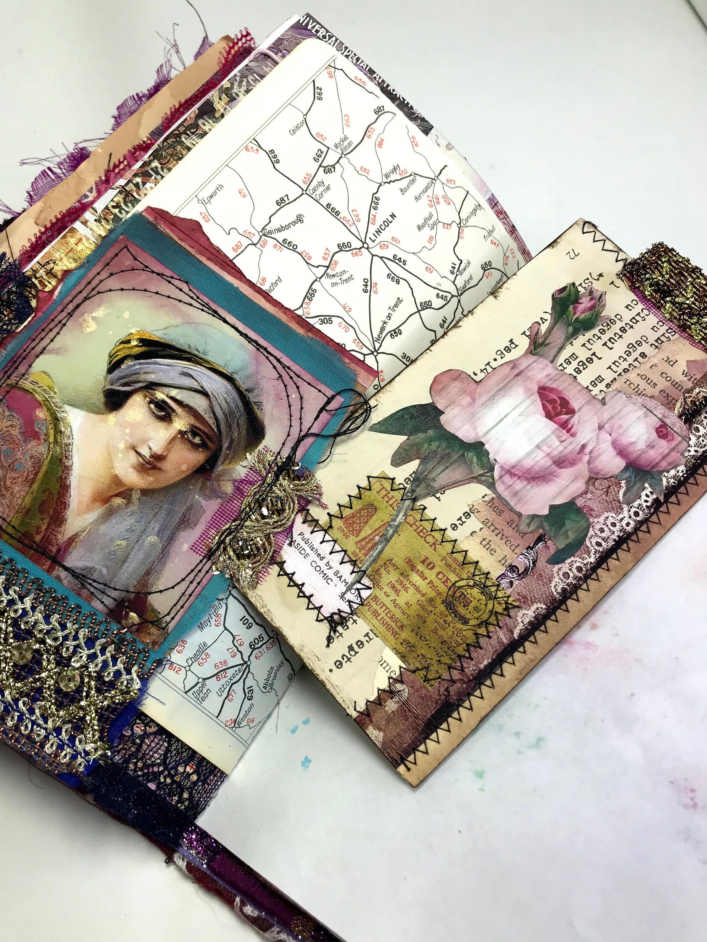 Boho Patchwork Handmade Journal (purple) | Junk Journal - Etsy