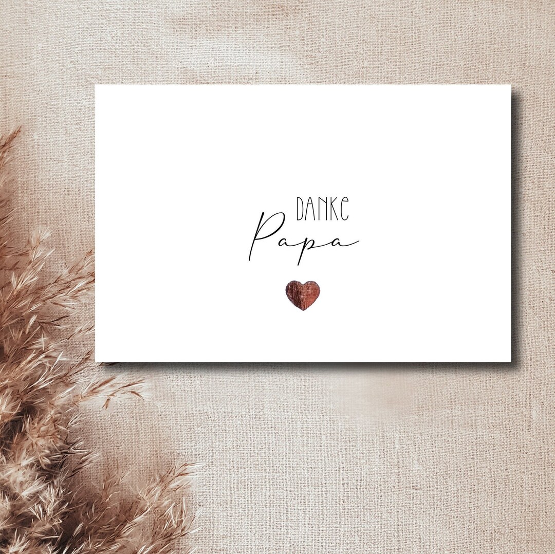 Card With Golden Heart Thank You Dad Card Father's Day DIN A6 - Etsy