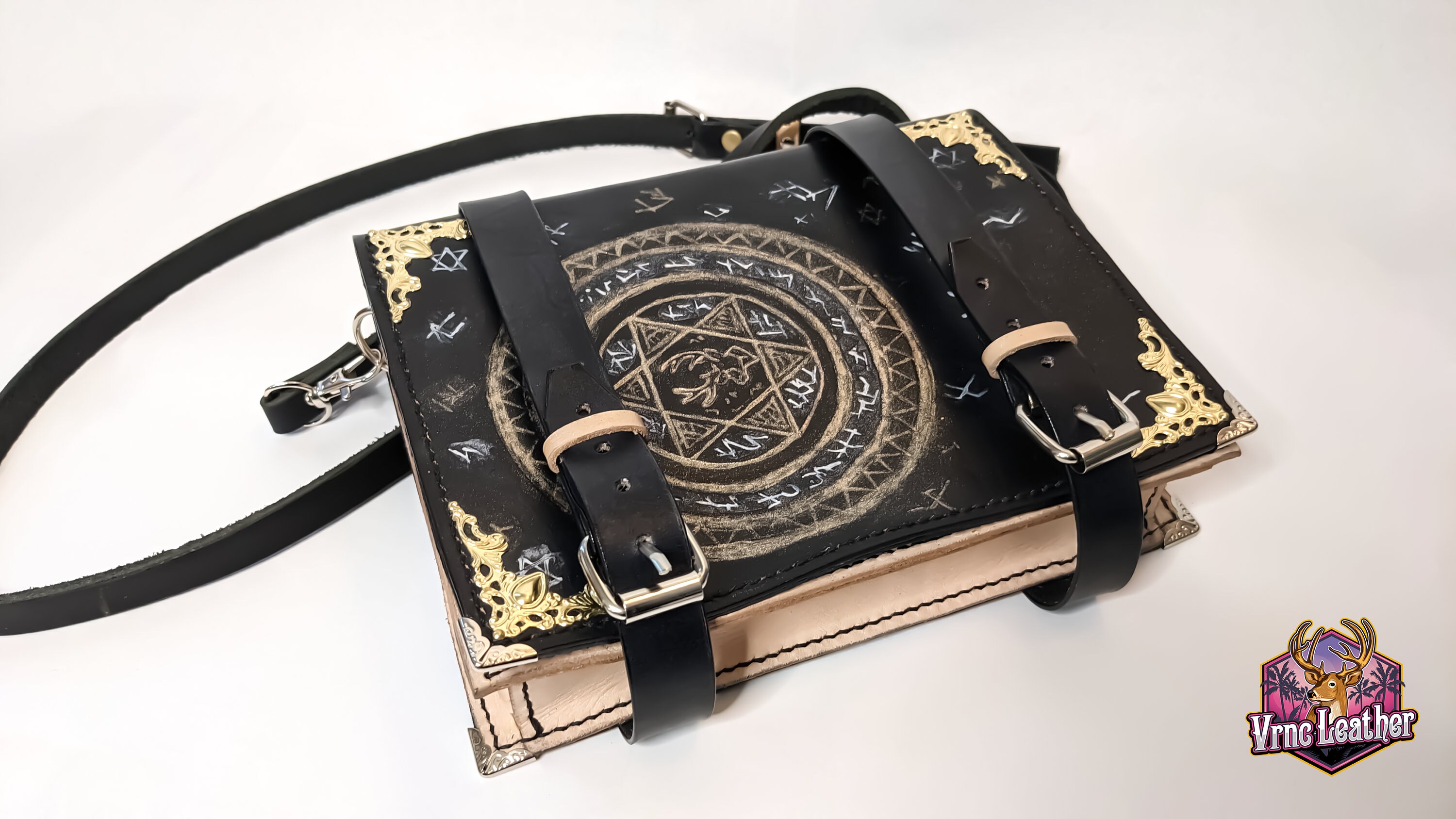 Personalized Vegetable Tanned Leather Spell Book Bag Vrnc - Etsy