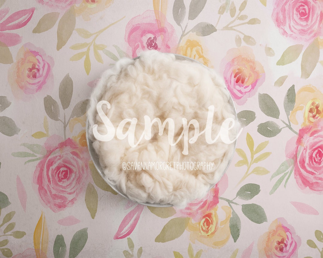 Pink Floral Fluff Baby Girl Digital Backdrop - Etsy