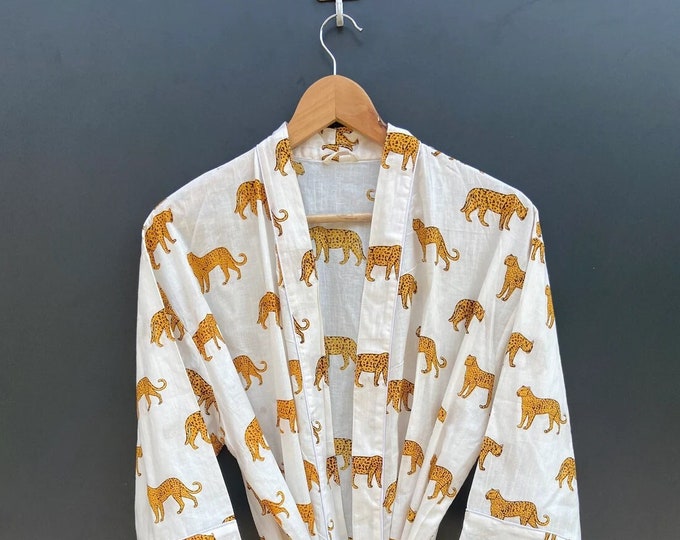 EXPRESS DELIVERY Cotton Kimono Robes, Tiger Print Kimono, Soft and ...