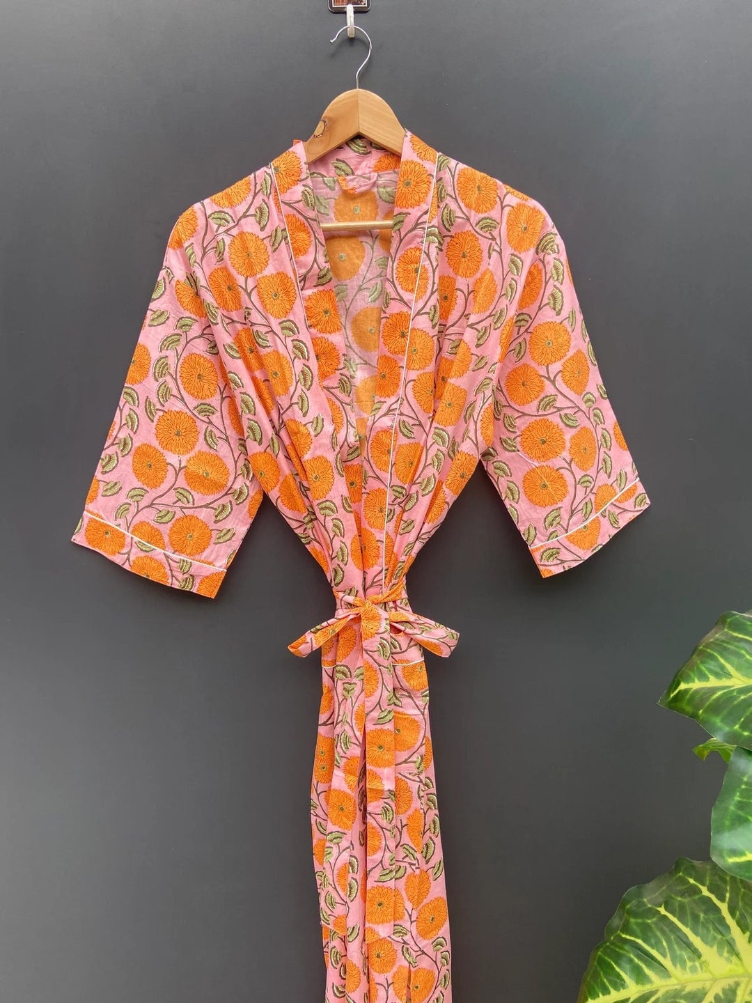 Block Print Robes, Bridesmaid Kimono Robe, Floral Kimono, Beautiful ...