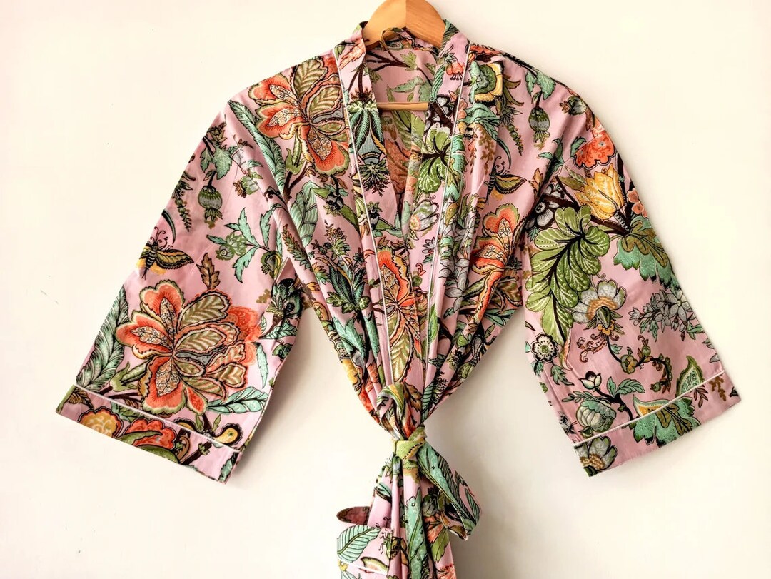 Kimono Cotton Kimono Bathrobe Frida Valentines Day Giftbird Bathrobe ...