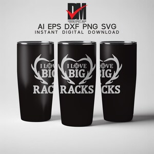 I Love Big Racks SVG, Antlers Heart Shape SVG, Deer Hunting SVG Designs ...