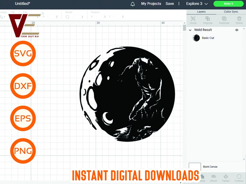 Werewolf Full Moon SVG Halloween Wall Decals Monster Decor - Etsy