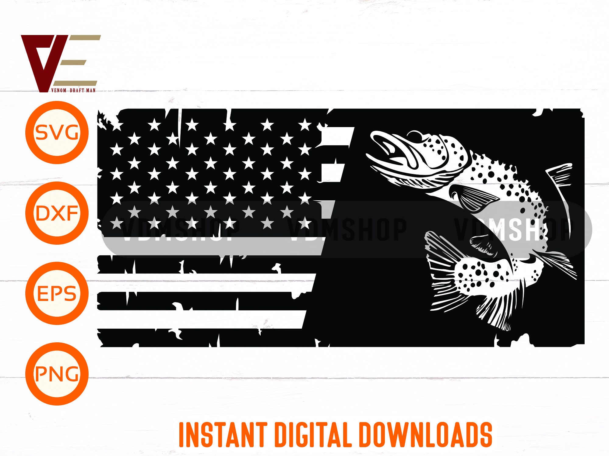 American Flag Fishing Svg Trout Fish Svg Fishing Clipart - Etsy