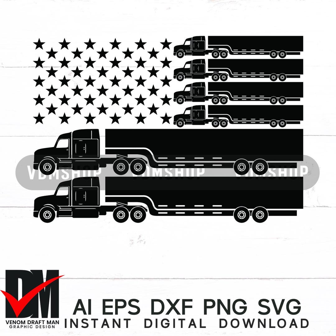 USA Flag Trucker Svg, Truck Svg, American Truck Driver Svg Png Files ...