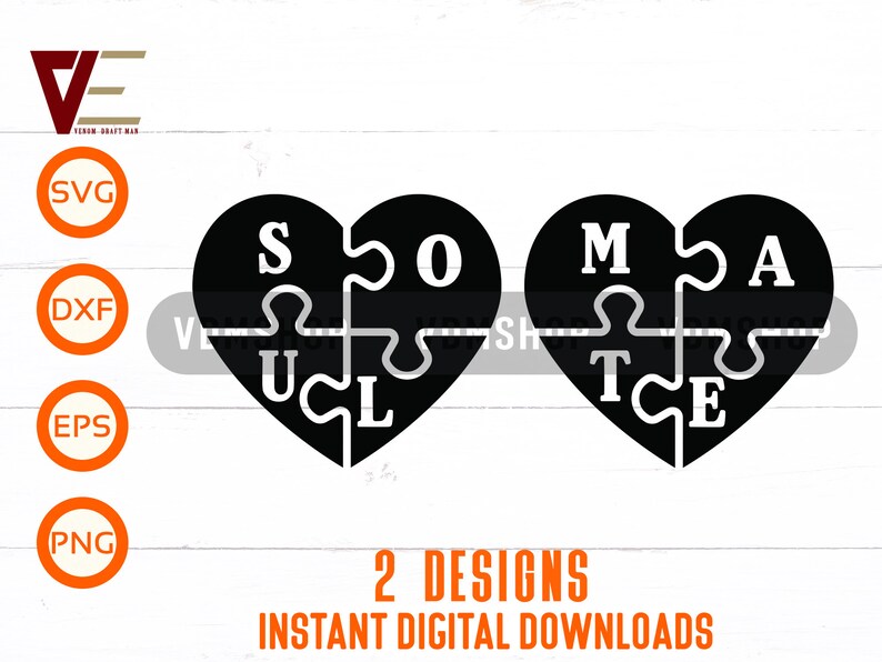 Soul Mate Heart Puzzle SVG Couples SVG Valentines Day - Etsy