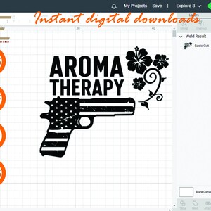 Distressed Gun Flag SVG, Handgun and Hibiscus SVG, Funny Aroma Therapy ...