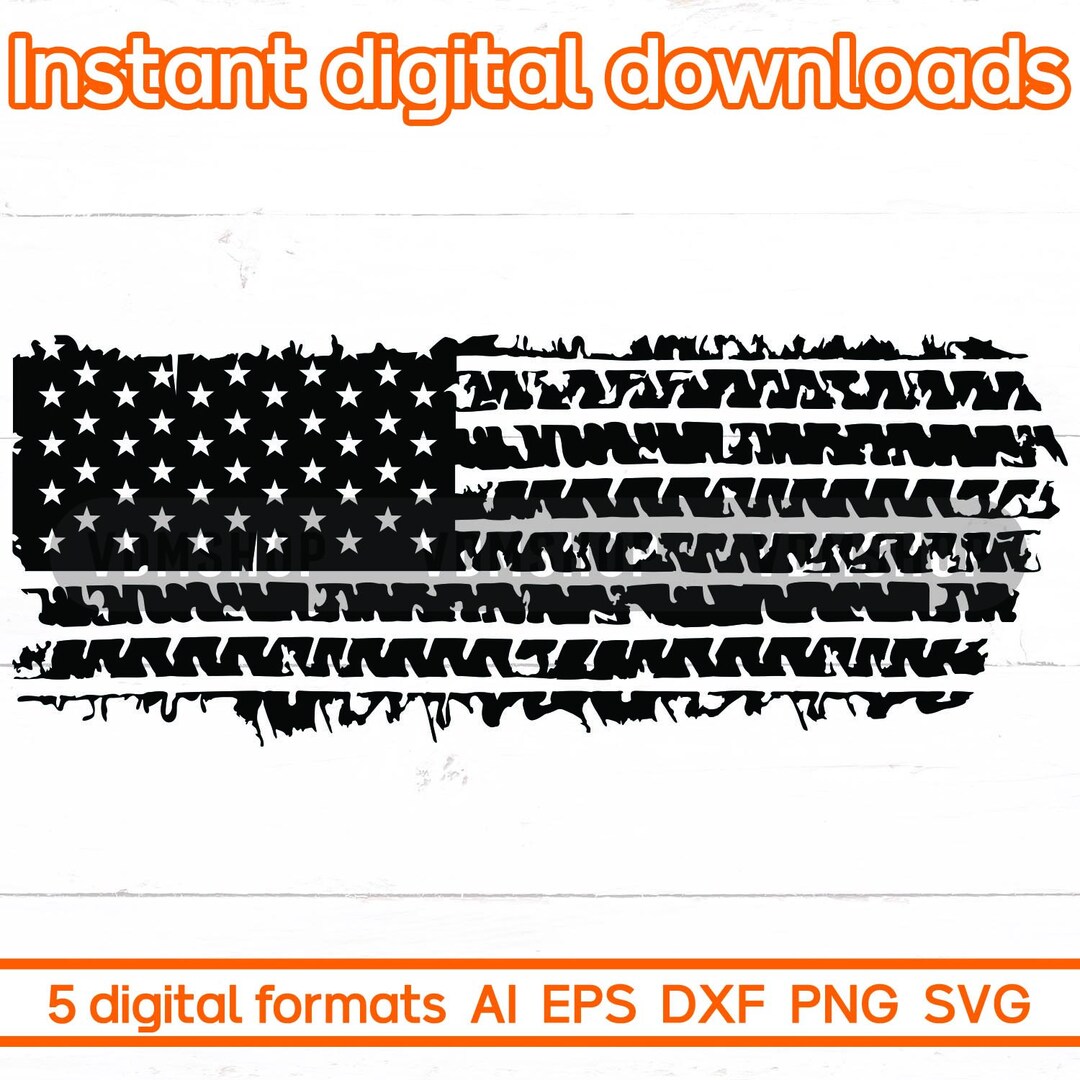 Distressed American Flag Tire Tracks SVG, American off Road 4x4 ...