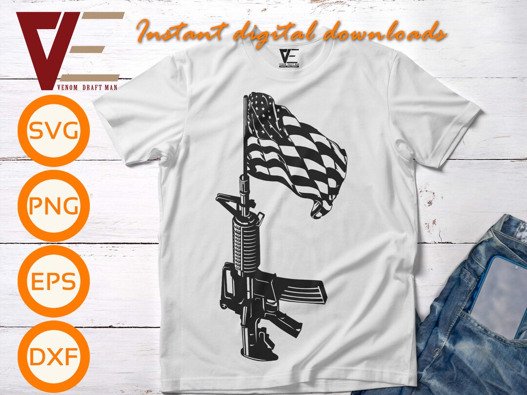 USA Rifle Flag Second Amendment AR15 Svg Patriotic Design - Etsy