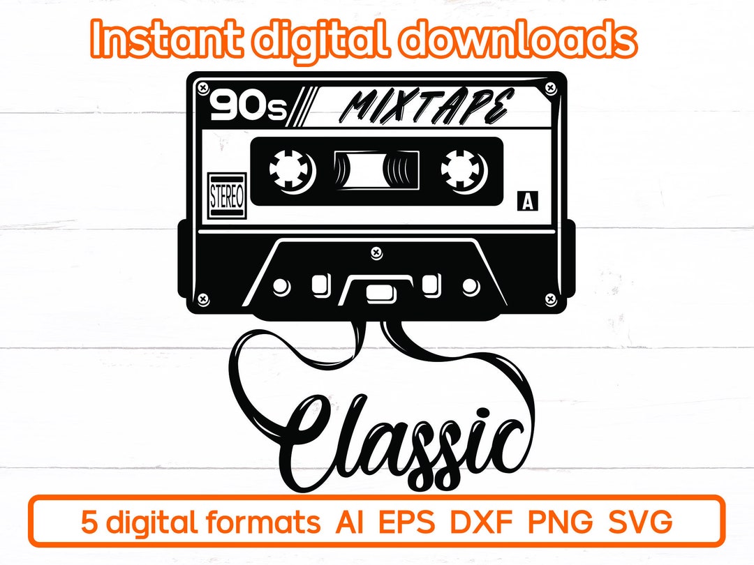 90s Mixtape Classic Svg, Retro Cassette Tape Svg, 90s Happy Birthday ...