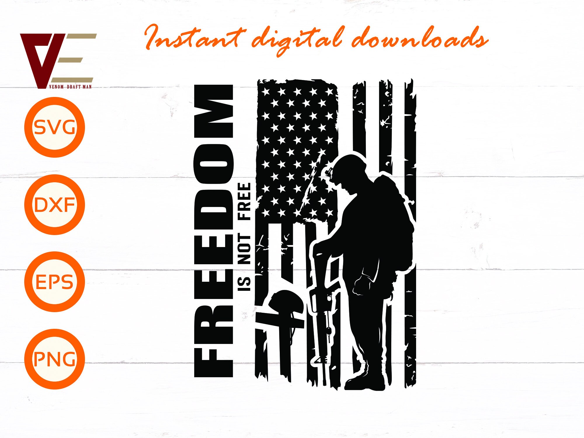 Freedom Isn't Free Distressed American Flag SVG Fallen - Etsy