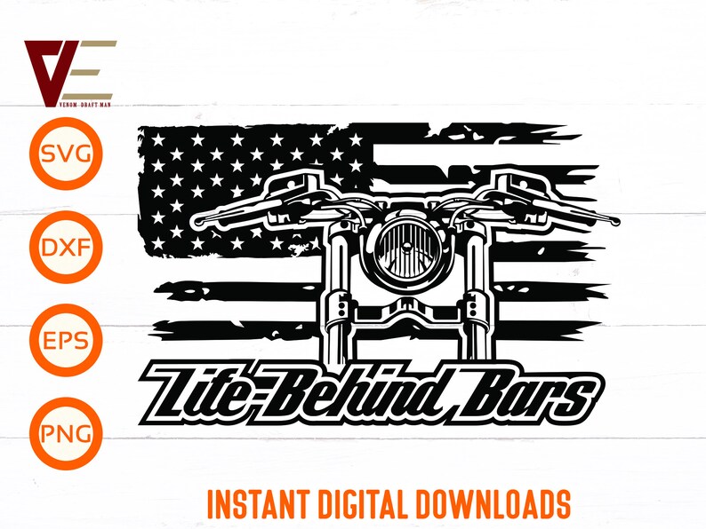Motorcycle American Flag SVG Life Behind Bars SVG USA Biker - Etsy