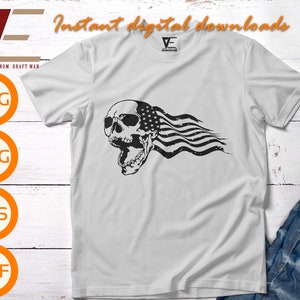 USA Skull Flag Tattered Distressed Decal American Flag Skull, Patriotic ...