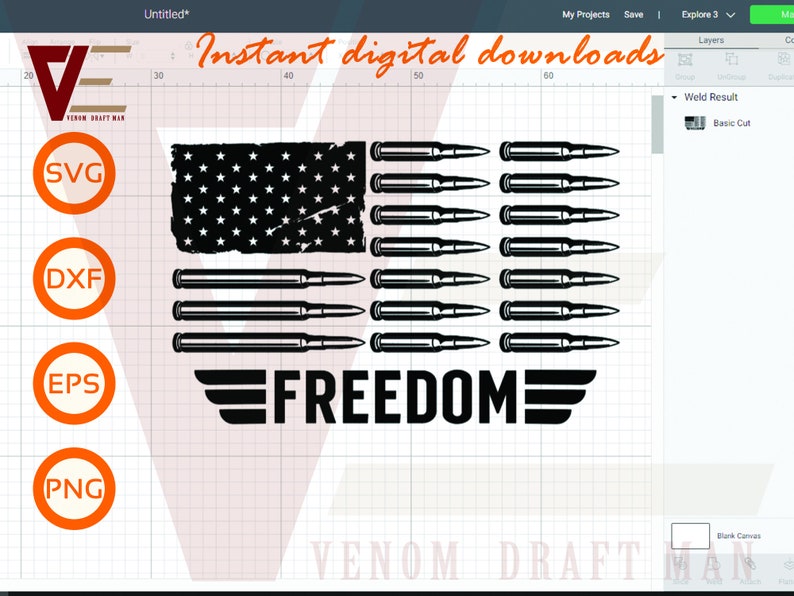 Freedom Bullet Flag Svg Rifle Flag Svg American Flag SVG - Etsy