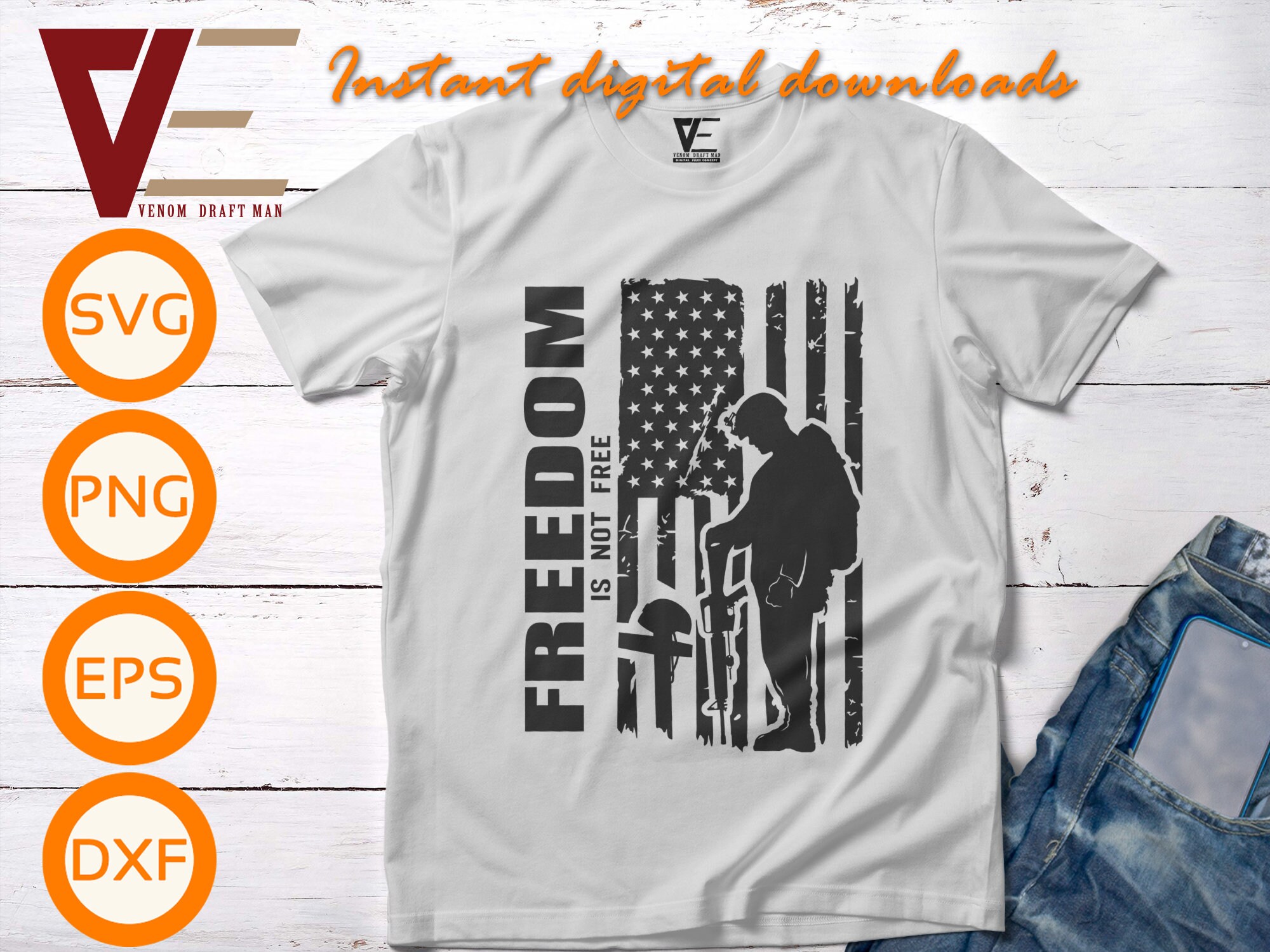 Freedom Isn't Free Distressed American Flag SVG Fallen - Etsy