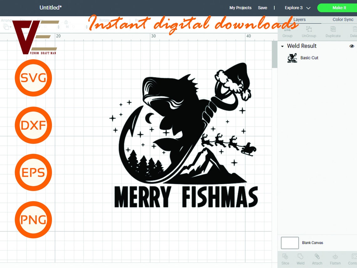 Merry Fishmas Svg Funny Christmas Svg Gift Design for | Etsy