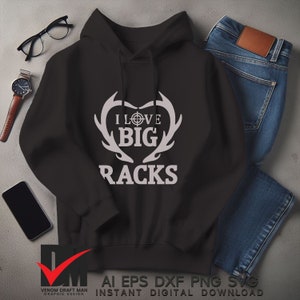 I Love Big Racks SVG, Antlers Heart Shape SVG, Deer Hunting SVG Designs ...