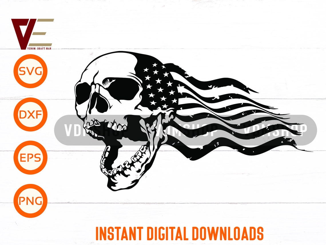 USA Skull Flag Tattered Distressed Decal American Flag Skull - Etsy